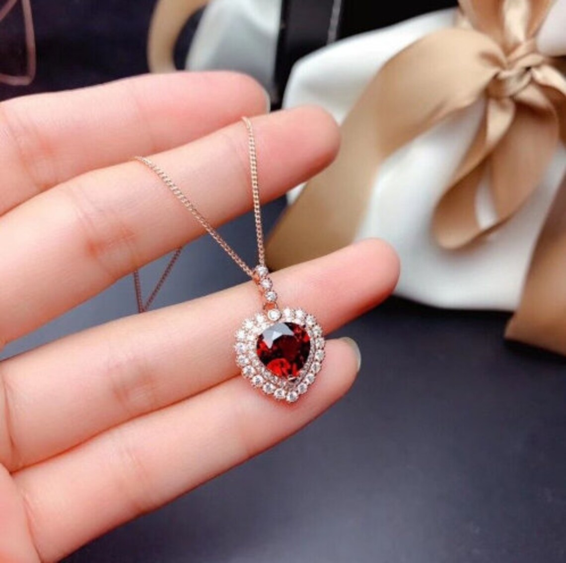 Natural Red Garnet Jewelry Set Engagement Ring Red Garnet - Etsy