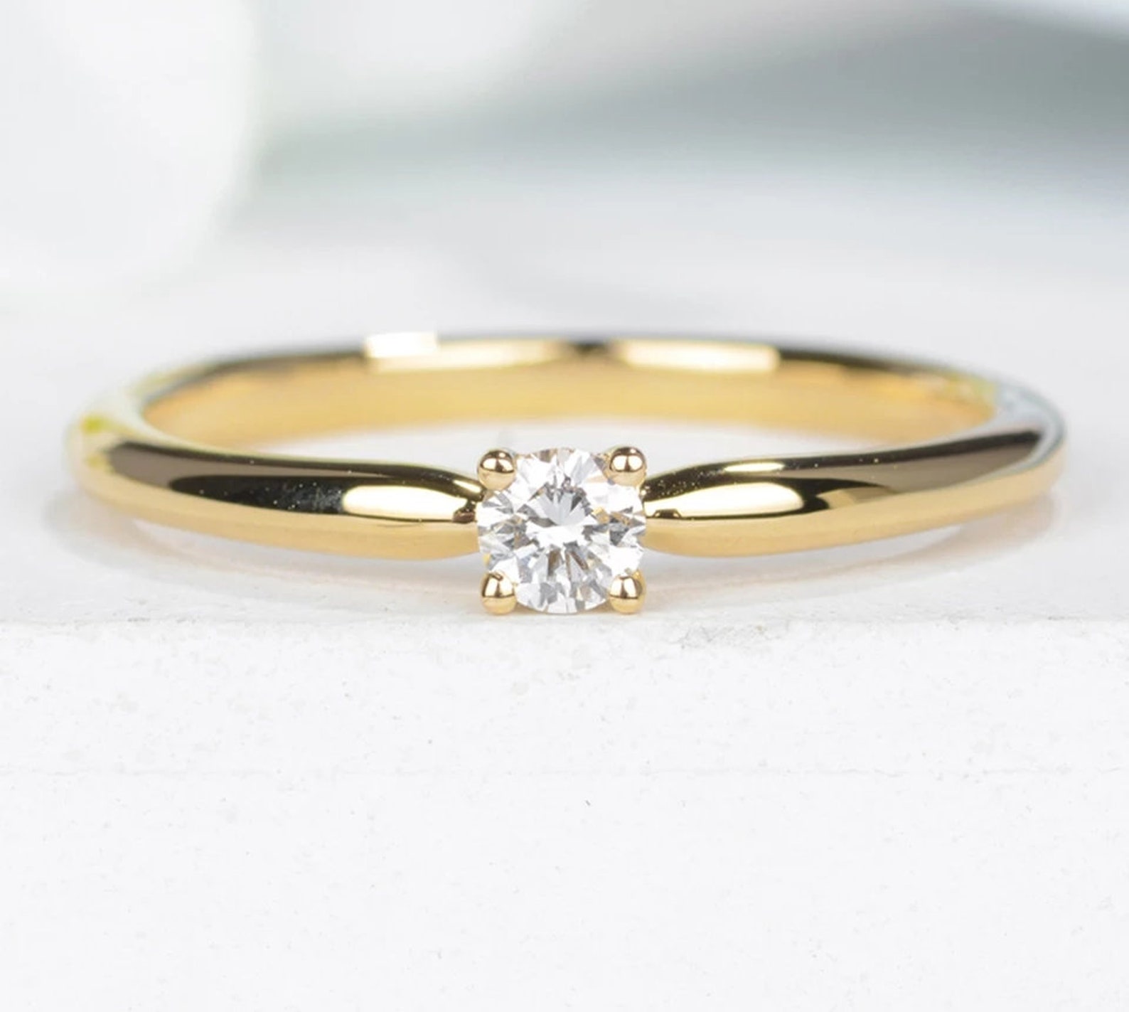 Diamond Ring 18k Yellow Gold Diamond Ring Engagement Ring | Etsy