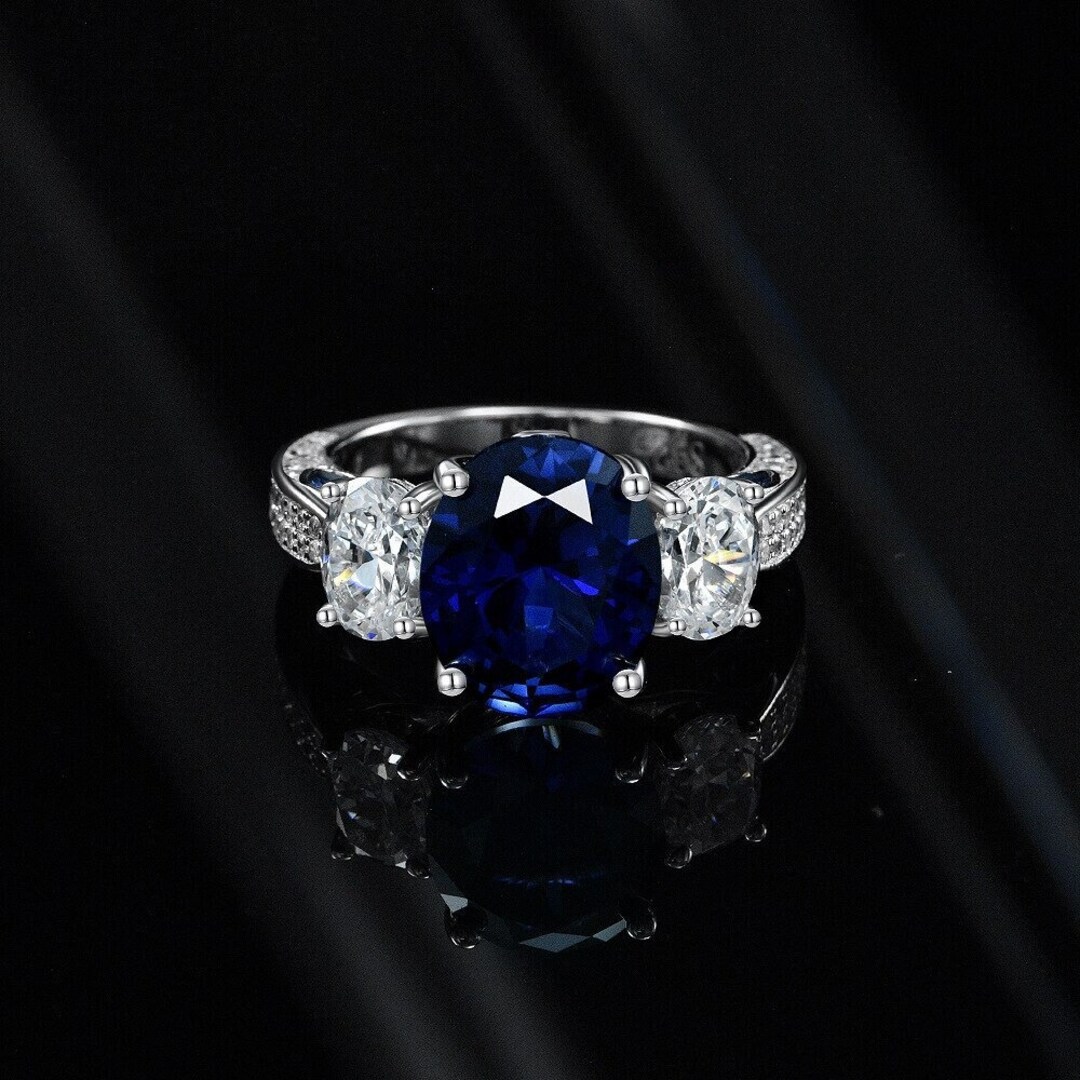 Sapphire Woman Ring, Sapphire Ring, 925 Sterling Silver Statement Ring ...