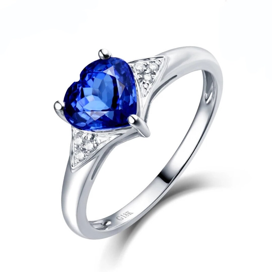 Natural Tanzanite Ring 18k Solid White Gold Engagement Ring - Etsy