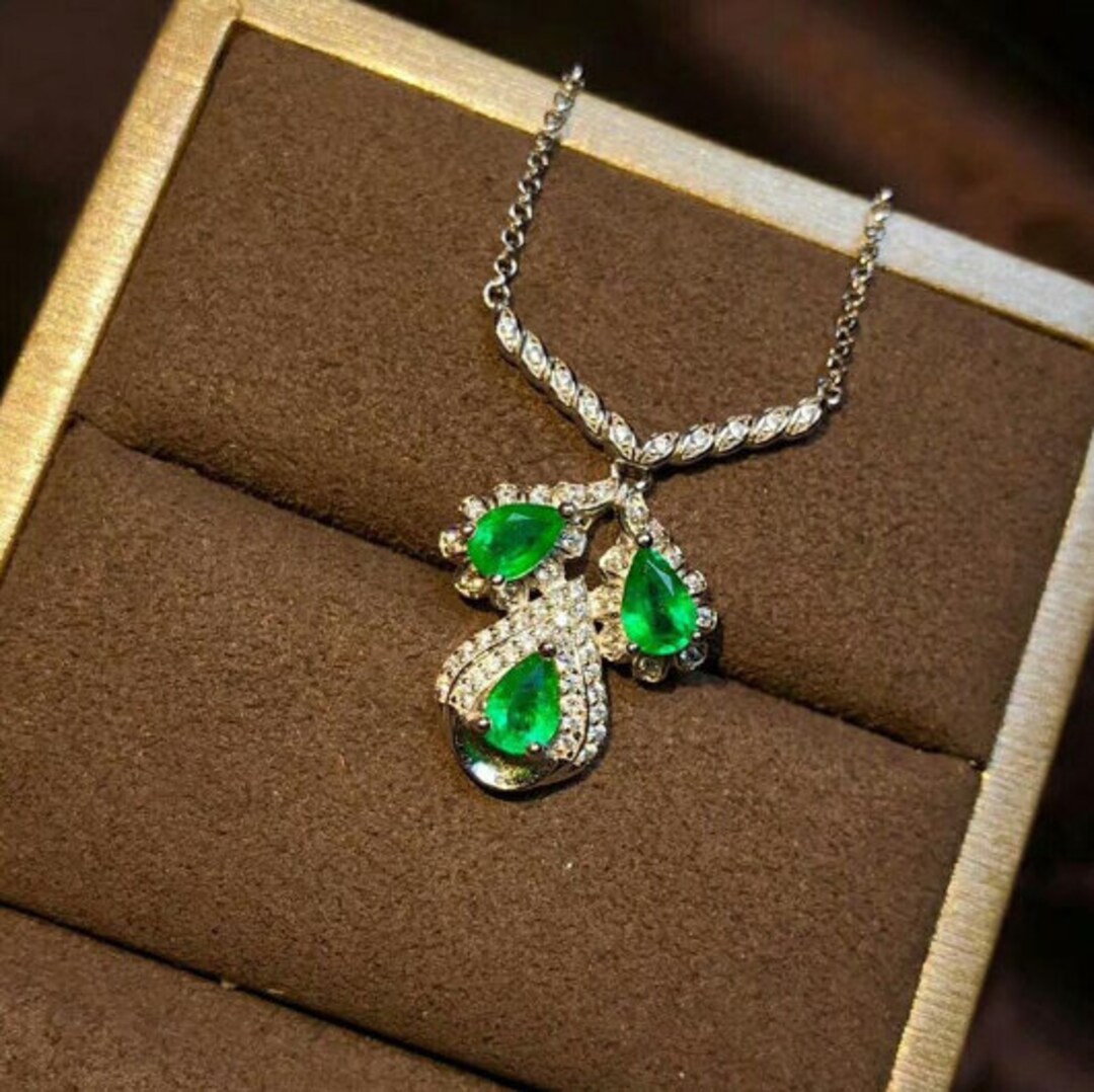Natural Emerald Pendant, Engagement Pendent, Emerald Silver Pendent ...