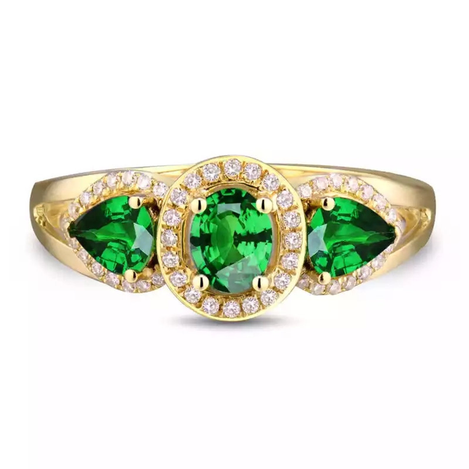 Natural Tsavorite Ring 14k Yellow Gold Ring Tsavorite Ring - Etsy