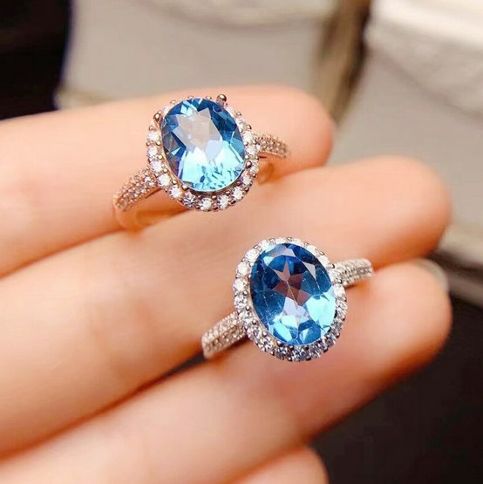 Natural Blue Topaz Ring 925 Sterling Silver Topaz Engagement - Etsy