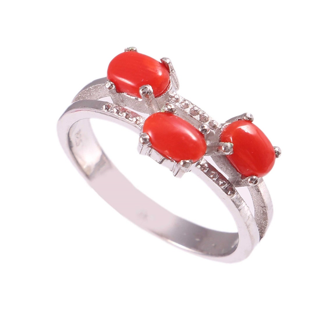 Natural Coral Ring 925 Sterling Silver Coral Engagement - Etsy