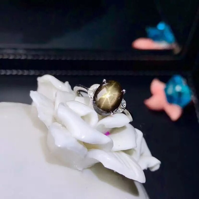 Natural Black Star Sapphire Ring925 Sterling - Etsy