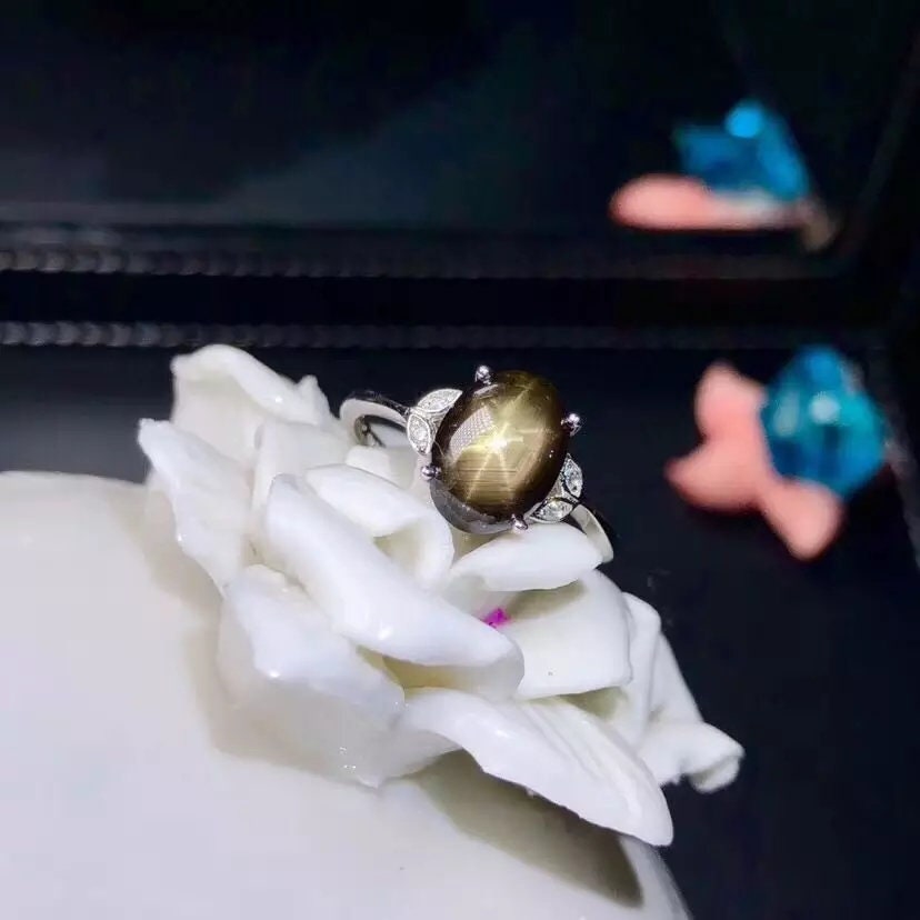 Natural Black Star Sapphire Ring925 Sterling - Etsy