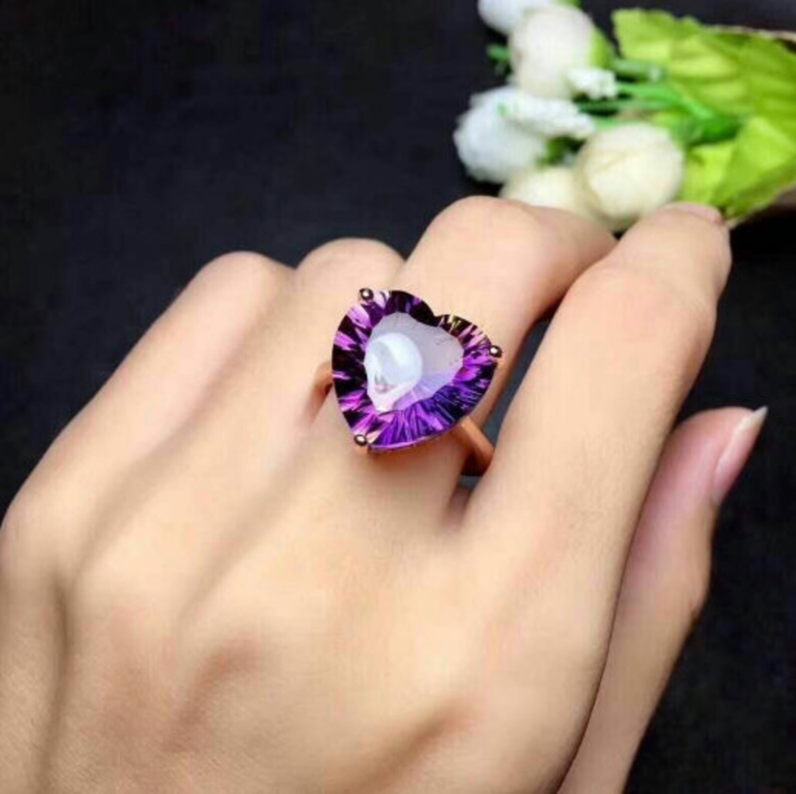 Natural Amethyst Ring 925 Sterling Silver Amethyst | Etsy