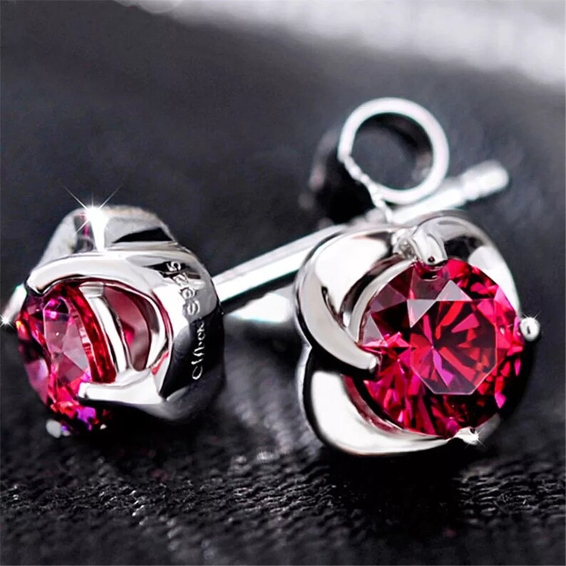 Ruby Studs Earrings 925 Sterling Silver Ruby Studs Ruby - Etsy