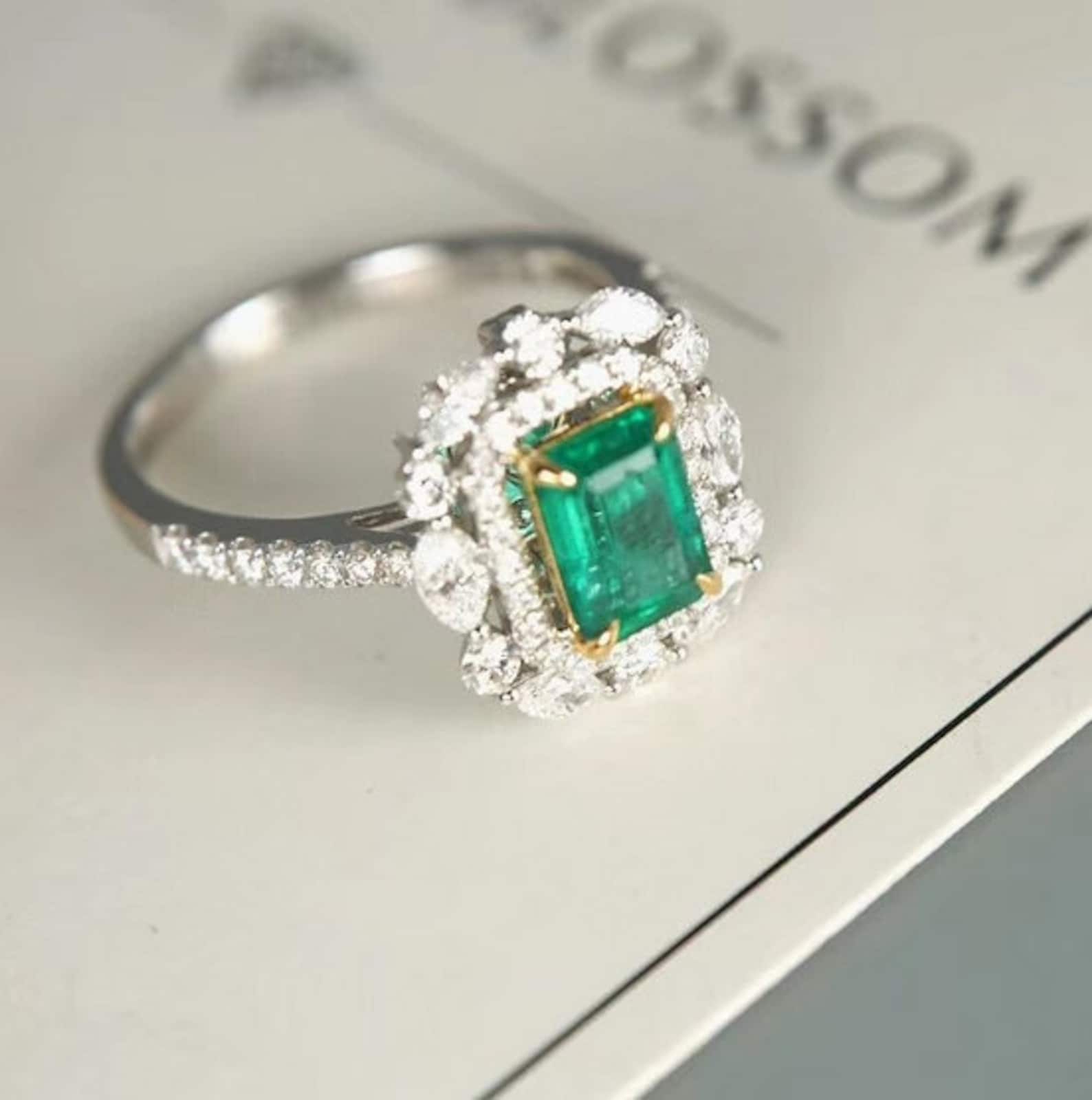 Natural Emerald Woman Ring 925 Sterling Silver Emerald Ring - Etsy