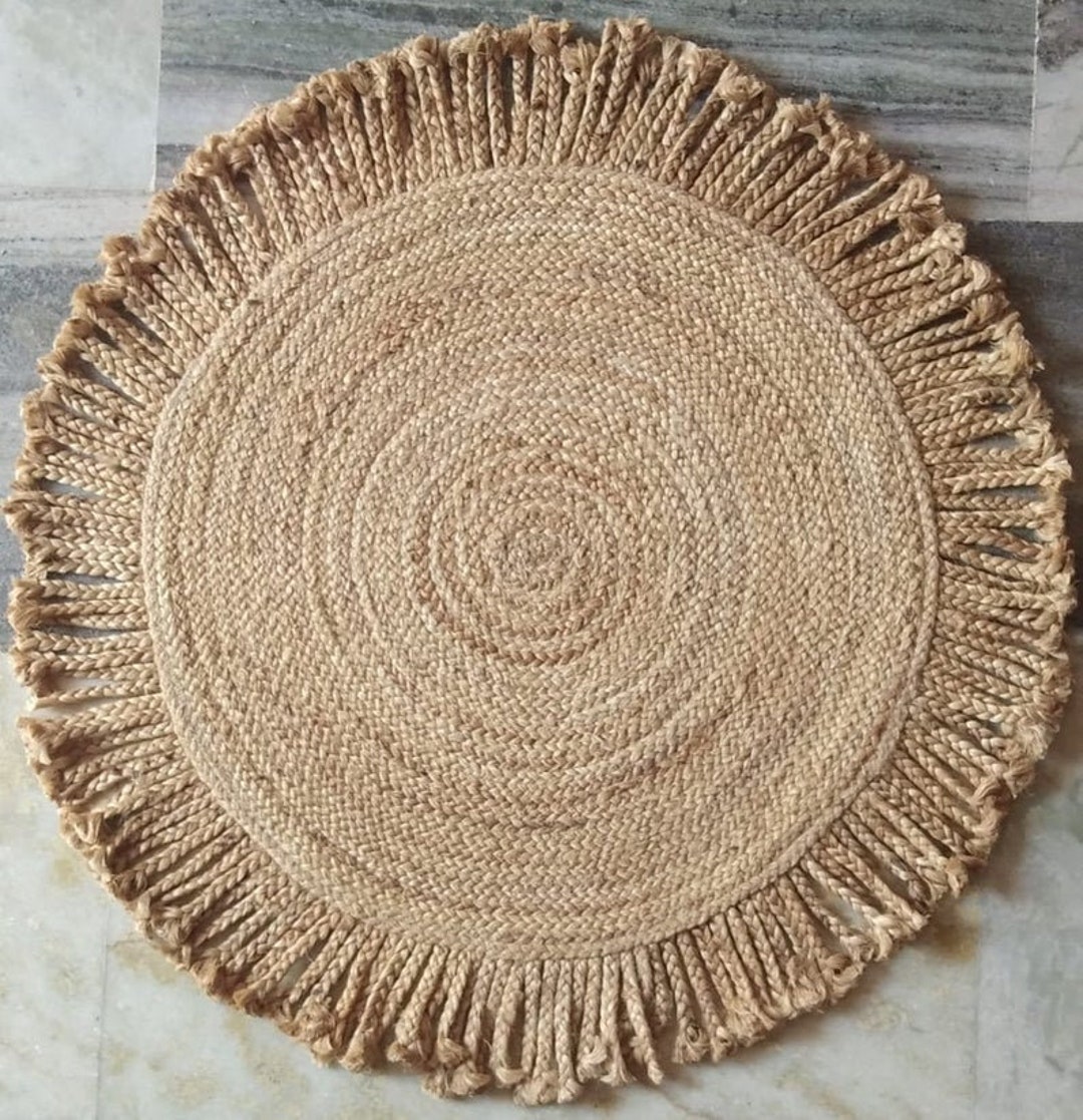 Indianloomrugs -hand-braided Natural Round Jute Rug | Custom Size Jute ...