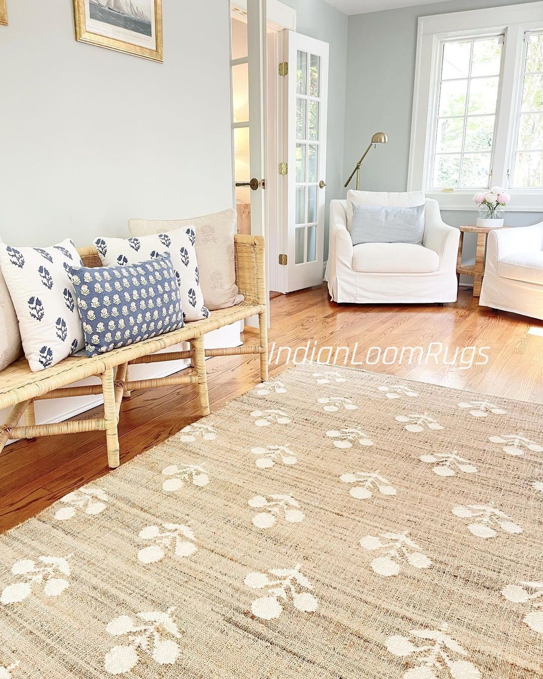 9x12 10x14 Ivory Jute Rug - Flower Natural Jute High Quality Handwoven ...