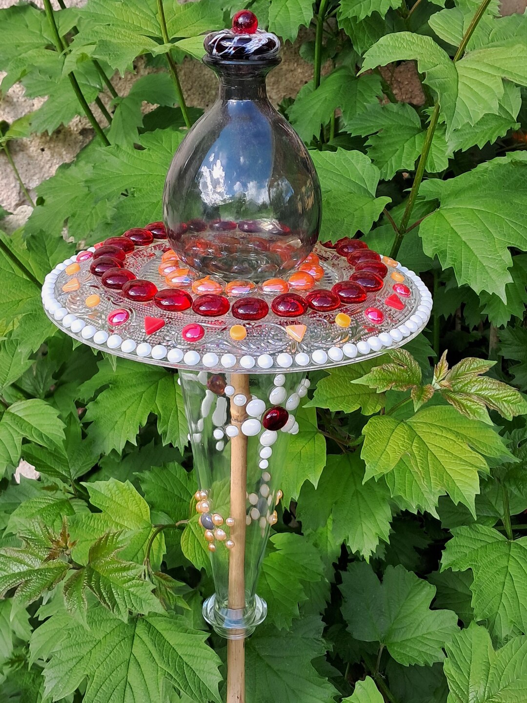 Garden Stake Recycling Glass in Red and Orange - Etsy