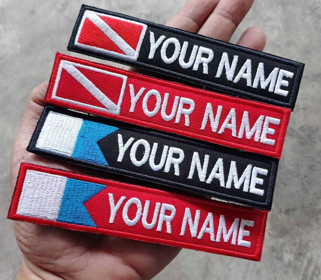 3 Pcs. Custom Name Scuba Diving Diver Alpha Flag Embroidered Name Patch ...