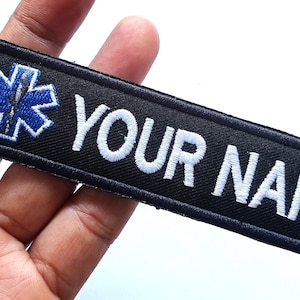 Personalized Custom Name EMT EMS Rescue Flag Embroidered Tag Keychain ...