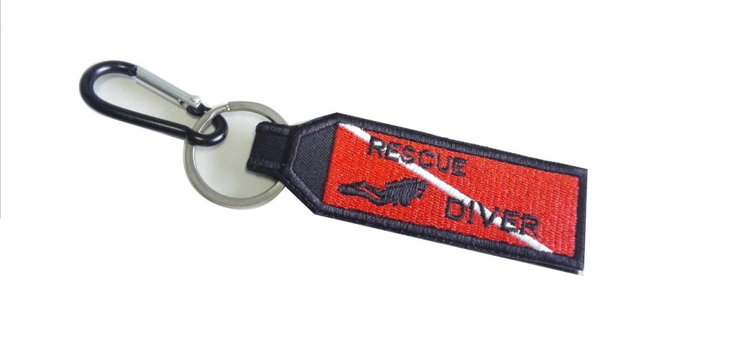 Scuba Diving Diver Flag Rescue Embroidered Tag Keychain Man Keychain ...