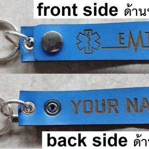 Custom Name EMT Paramedic Rescue Engraved PVC Leather Double Side Tag ...