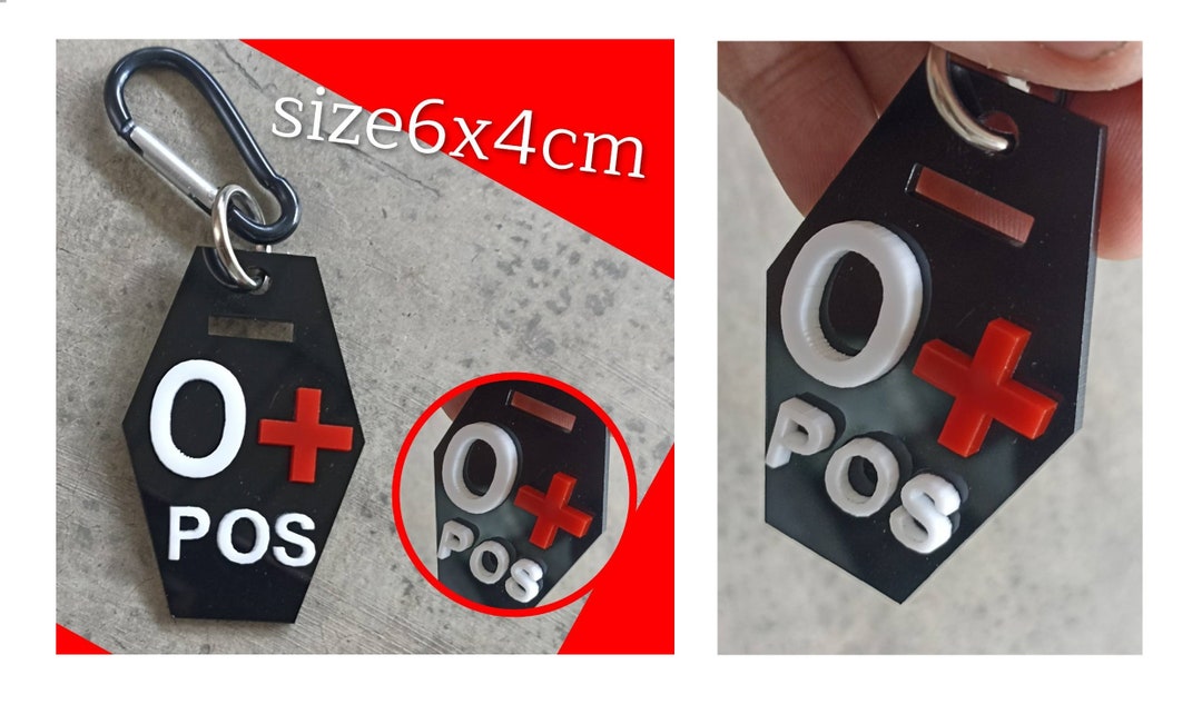Blood Type A+ O+ AB+ B+ Acrylic Tag Keychain Key Ring for Bag - Etsy