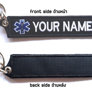 Personalized Custom Name EMT EMS Rescue Flag Embroidered Tag Keychain Keyring Key Holder - Etsy