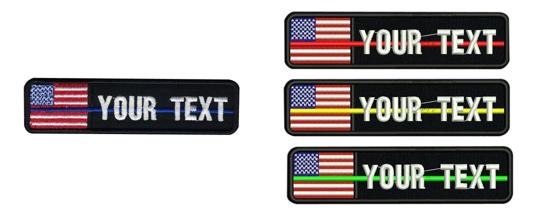 2 Pcs Custom Name Tape American Flag Blue Line Red Line White Line ...