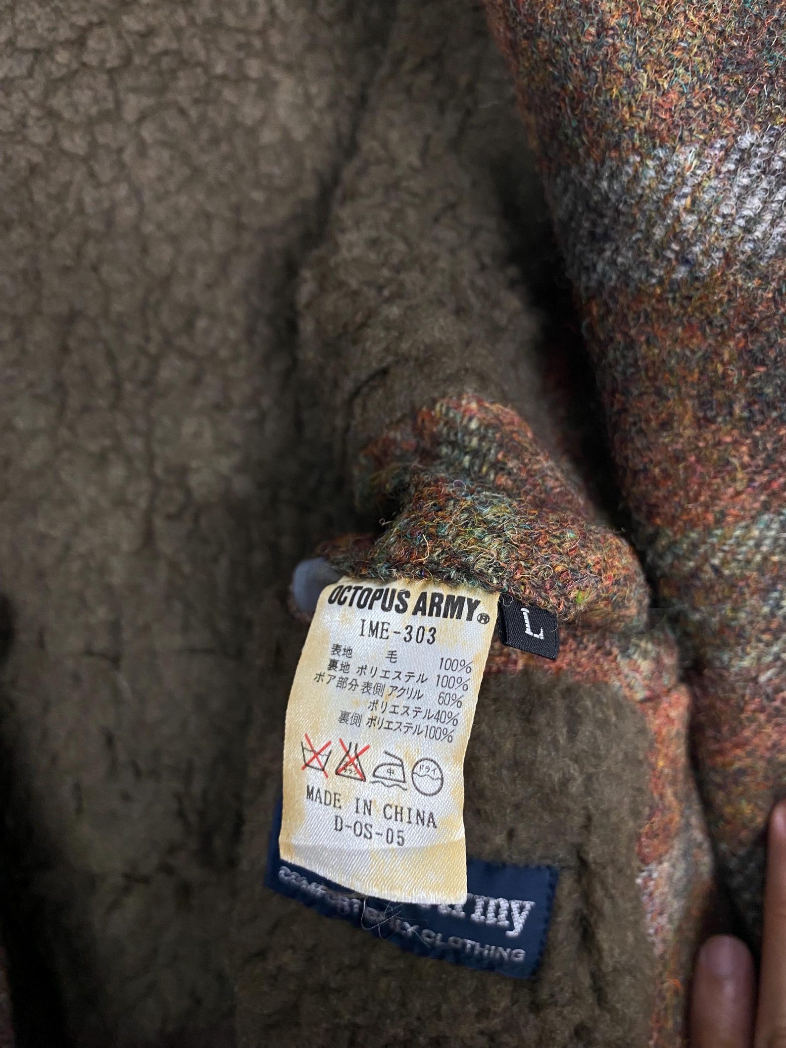 Vintage Octopus Army X Harris Tweed Wool Checked Coat Mens Medium Size ...