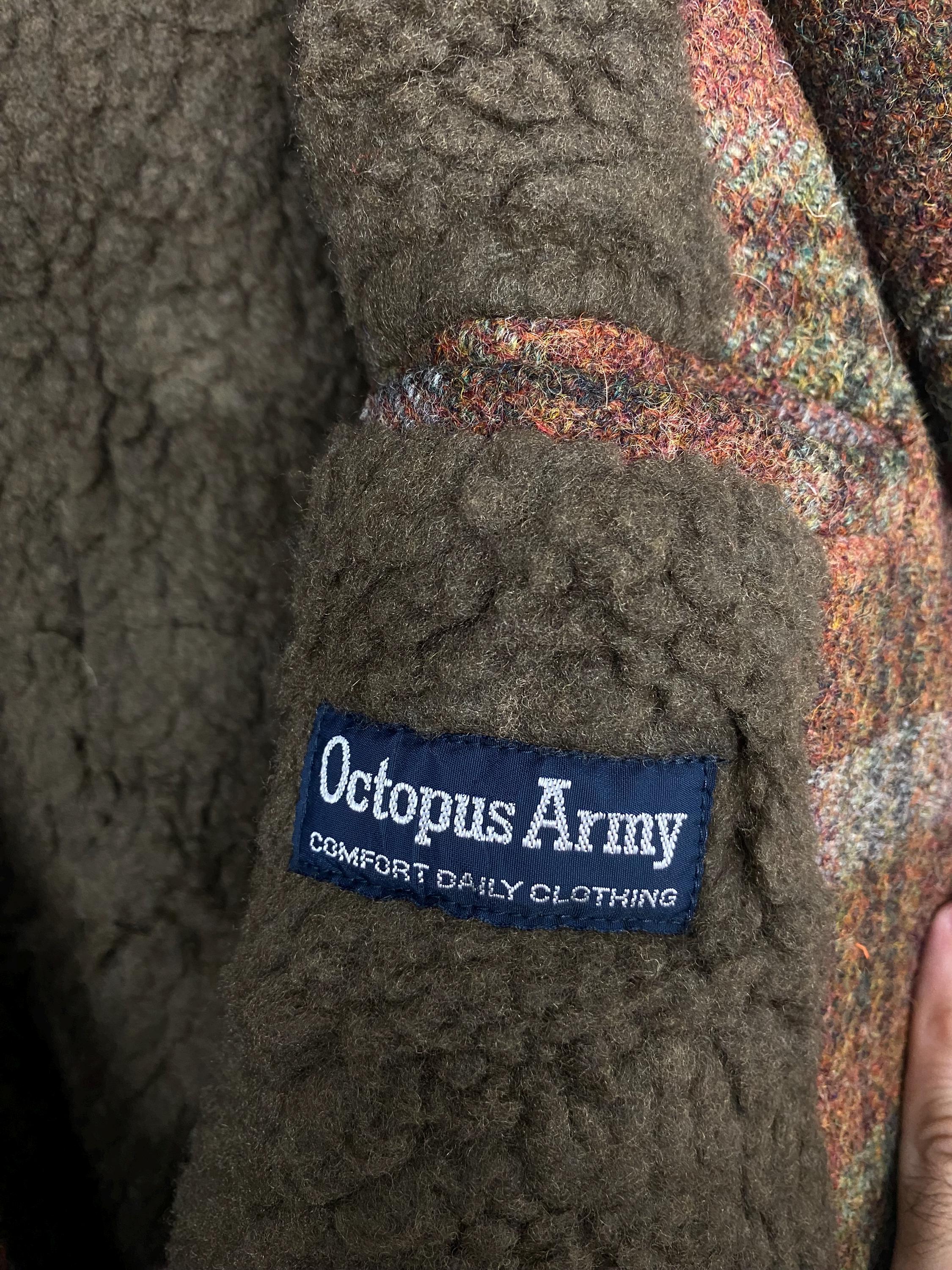 Vintage Octopus Army X Harris Tweed Wool Checked Coat Mens Medium Size ...