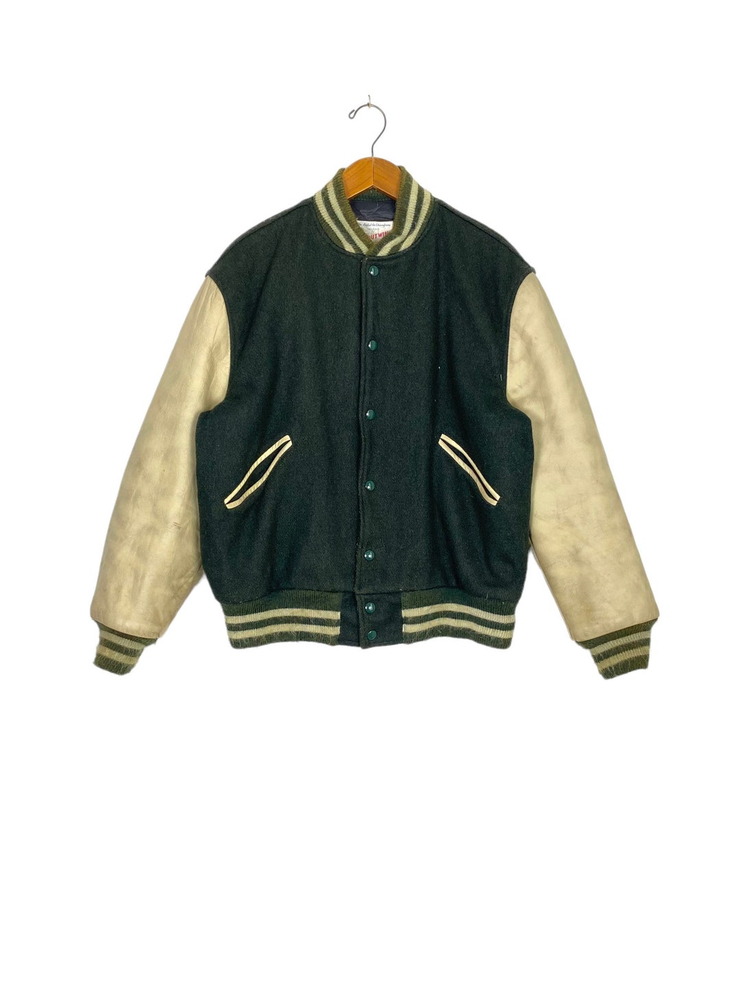 Vintage Butwin Letterman Varsity Wool Leather Jacket Men’s Medium Size ...