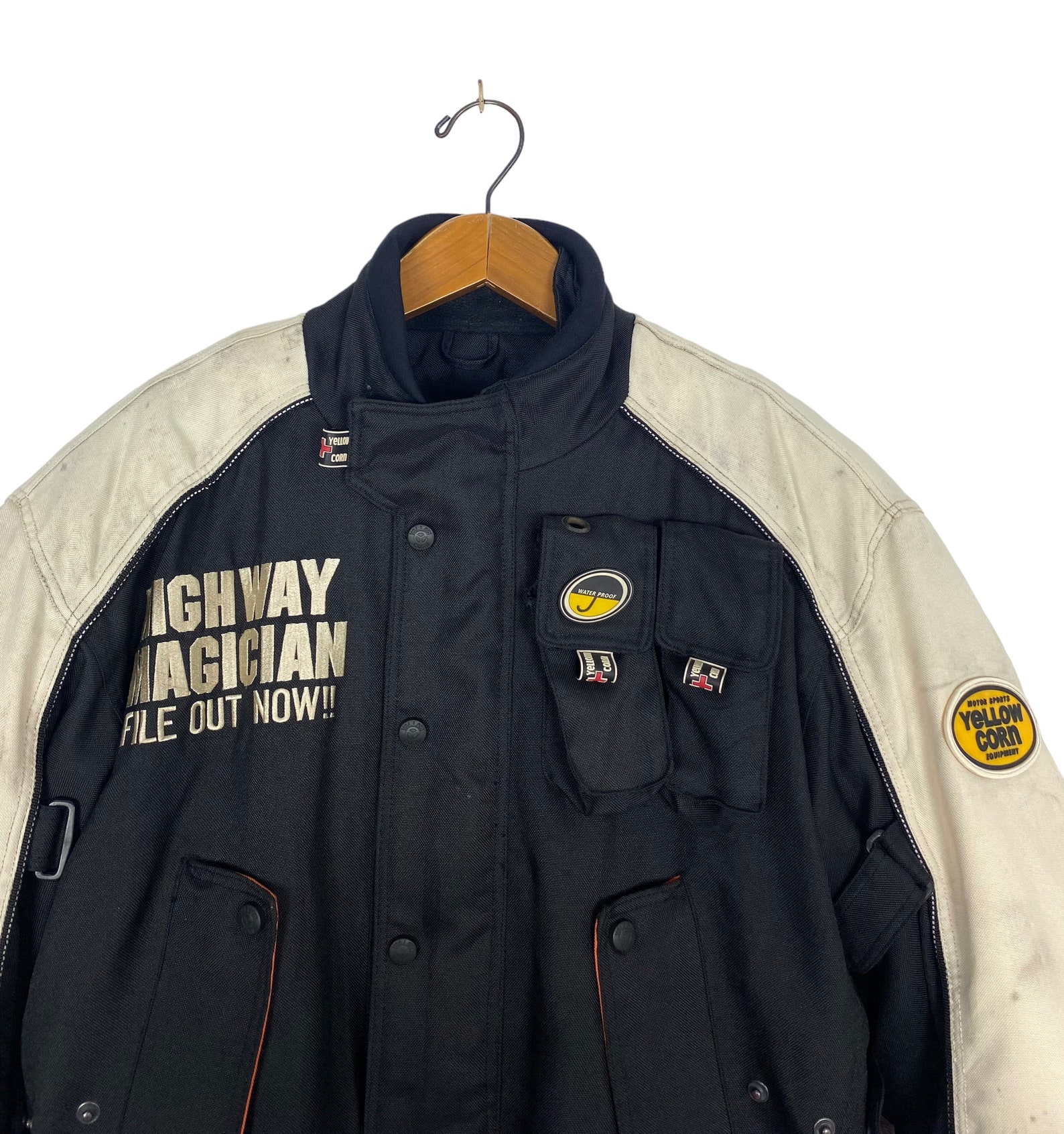 Vintage Yellow Corn Motorcycle Riding Jacket Big Logo Mens Medium Size ...