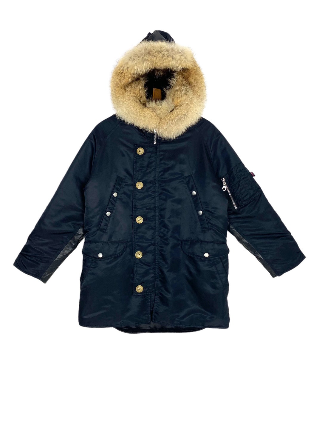 Vintage Mastermind Japan Heritage Snorkel Parka Coyote Fur Hoodie Silk ...