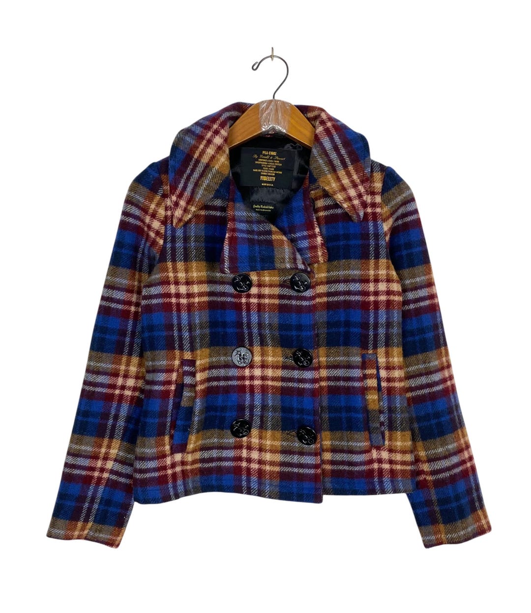 Vintage Fidelity Wool Pea Coat Tartan Made in Usa Women’s Small Size ...