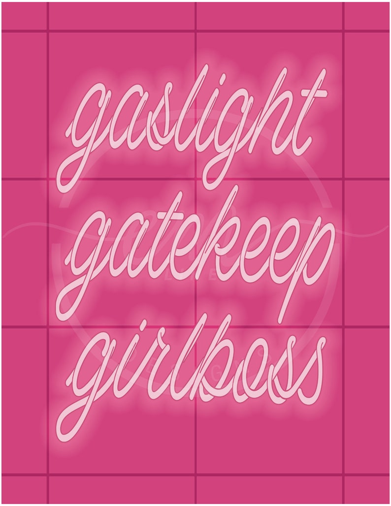 Printable Gaslight Gatekeep Girlboss Hot Pink Neon Sign - Etsy