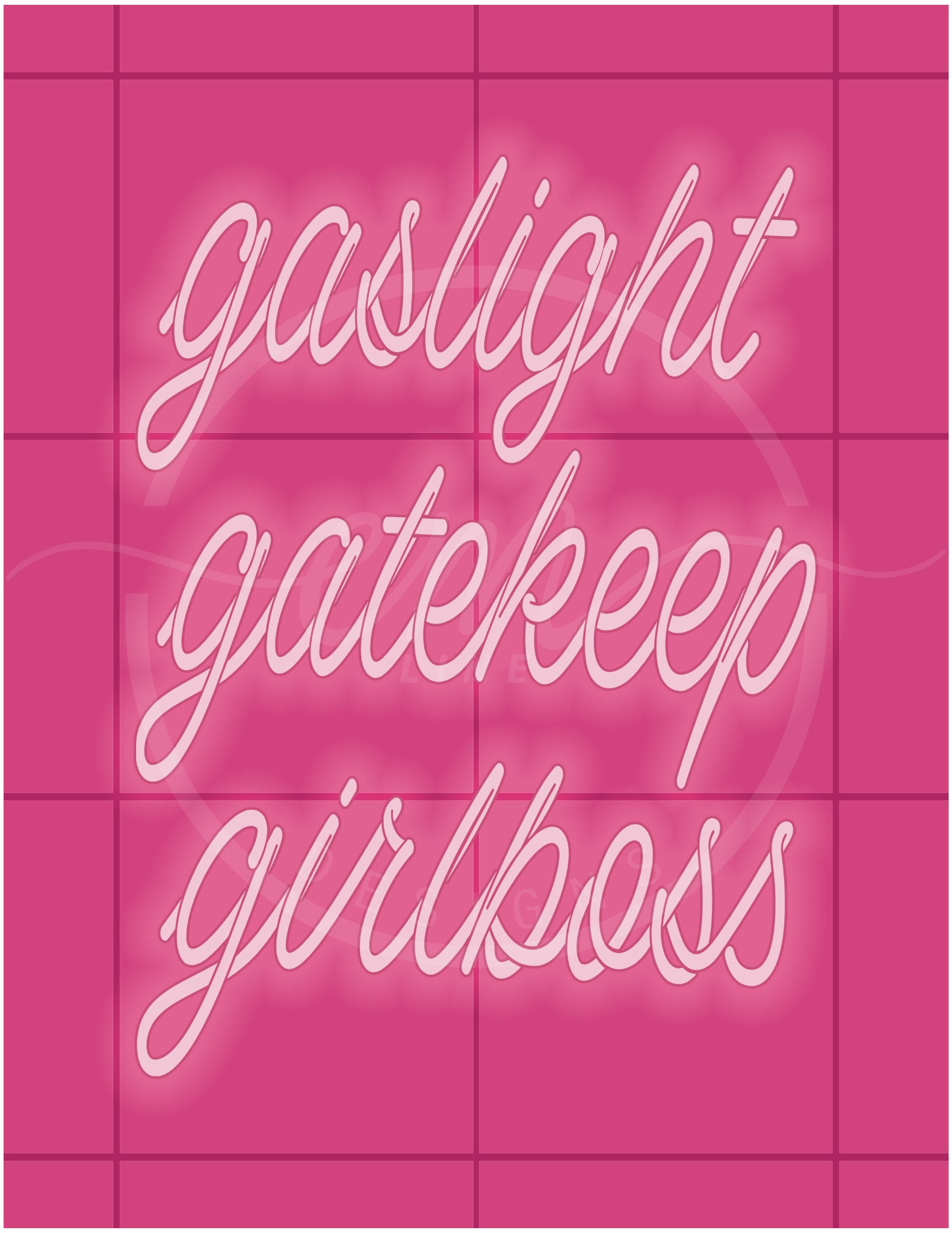 Printable Gaslight Gatekeep Girlboss Hot Pink Neon Sign - Etsy