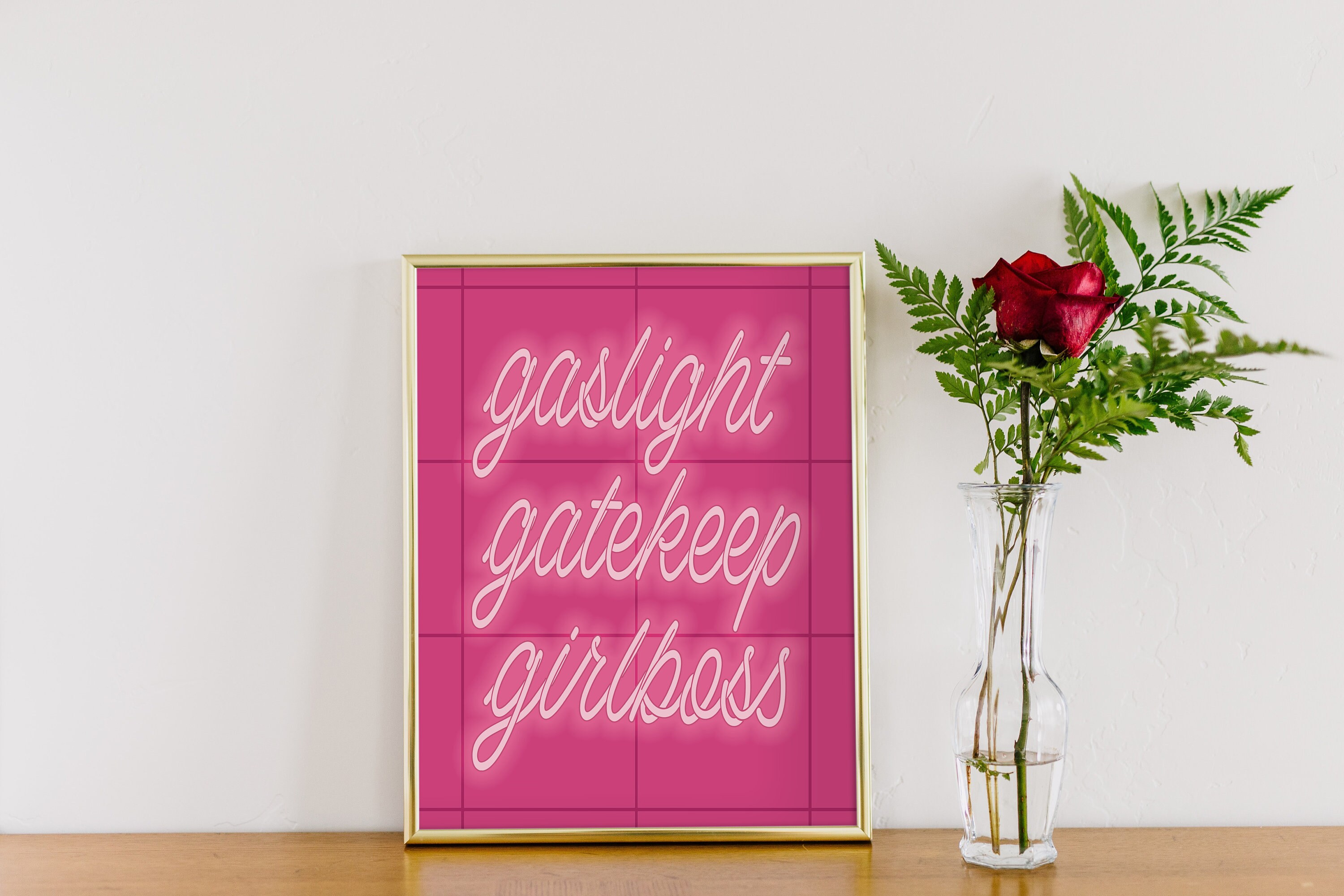 Printable Gaslight Gatekeep Girlboss Hot Pink Neon Sign - Etsy