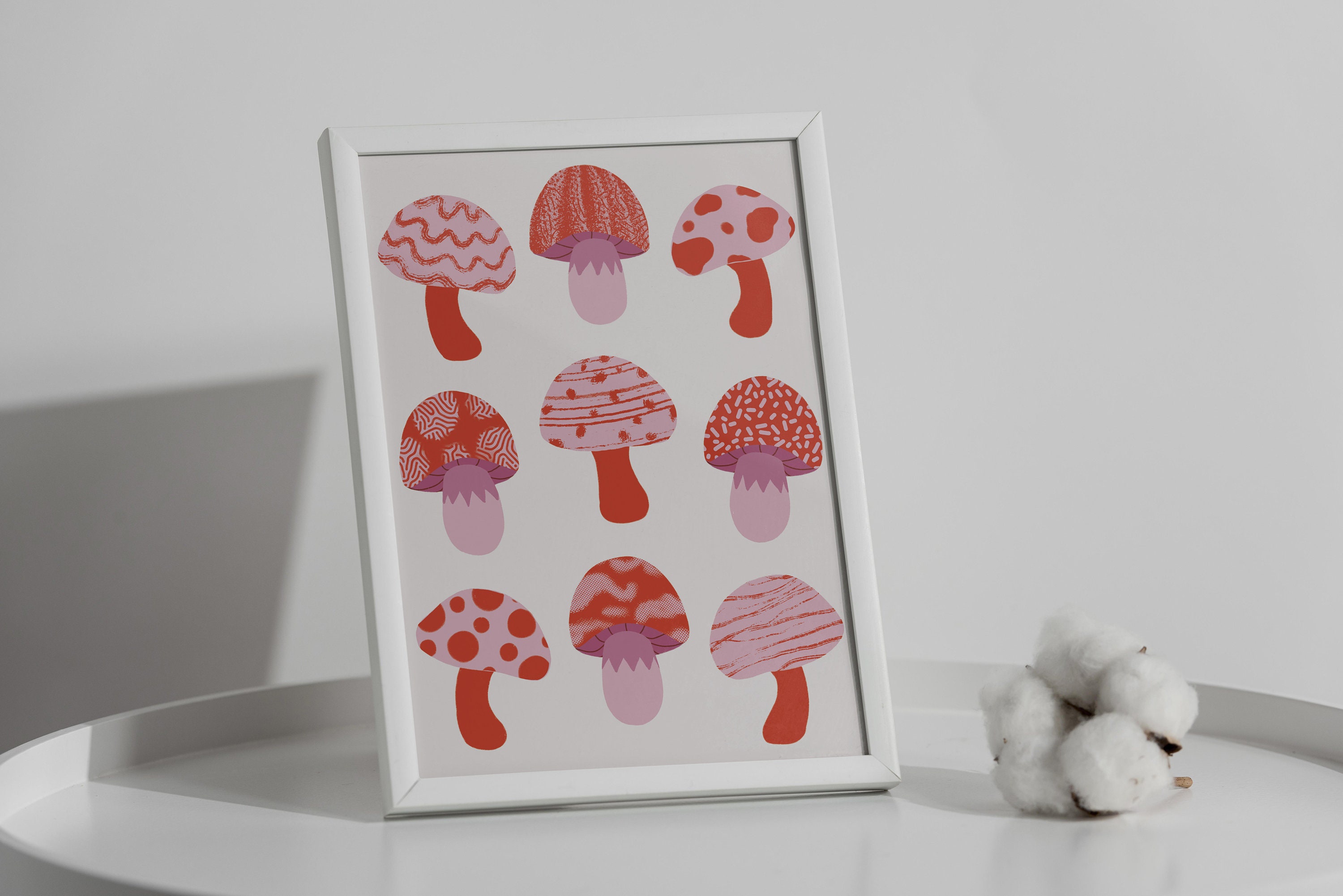 Printable Hot Pink & Red Mushroom Patterns Kitchen Pattern - Etsy