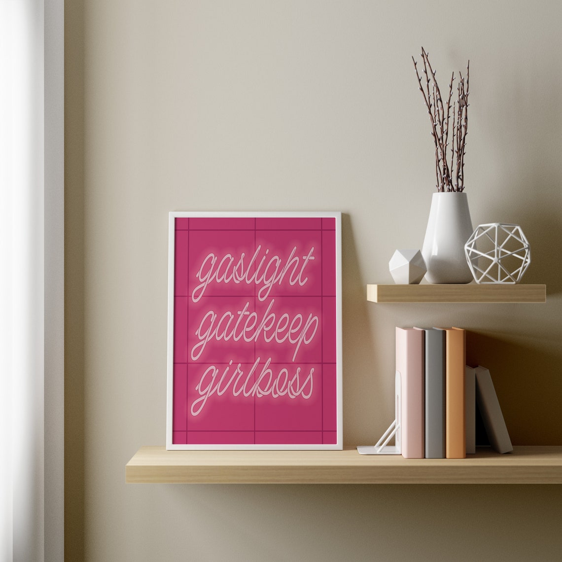 Printable Gaslight Gatekeep Girlboss Hot Pink Neon Sign - Etsy