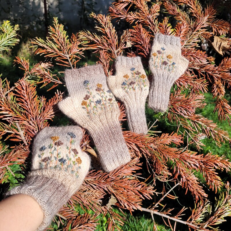 Embroidered Mittens - Etsy