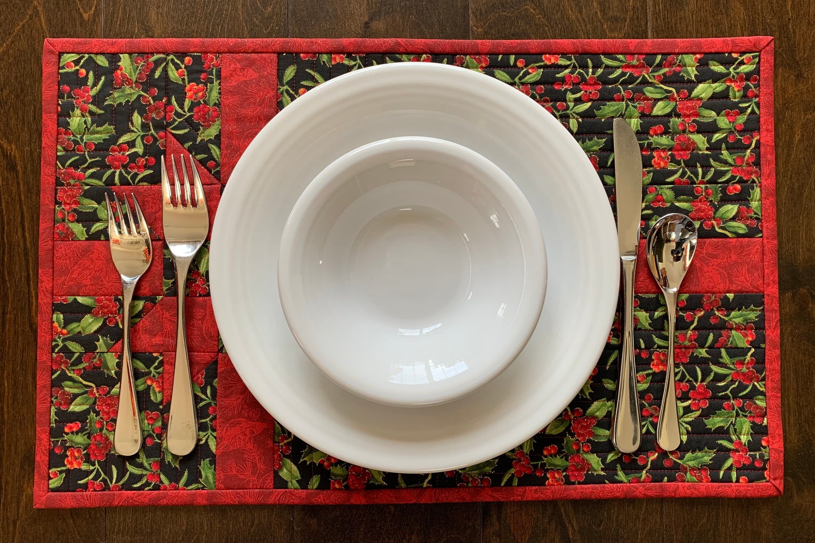 Set of 4 Quilted Holiday Placemats, Christmas Placemats, Holiday Decor ...