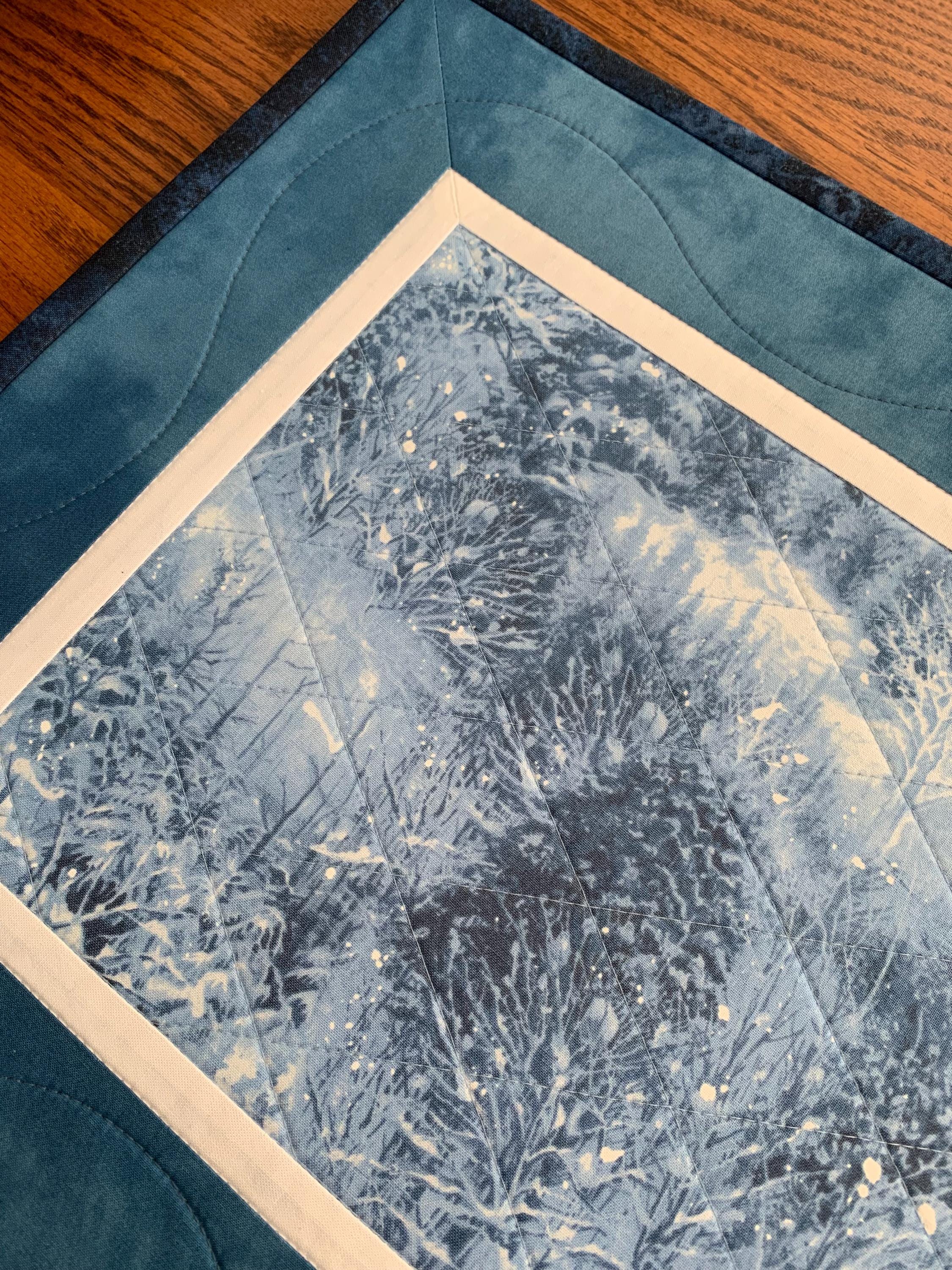 Set of Two Quilted Winter Wonderland Placemats, Snowy Trees, Table ...