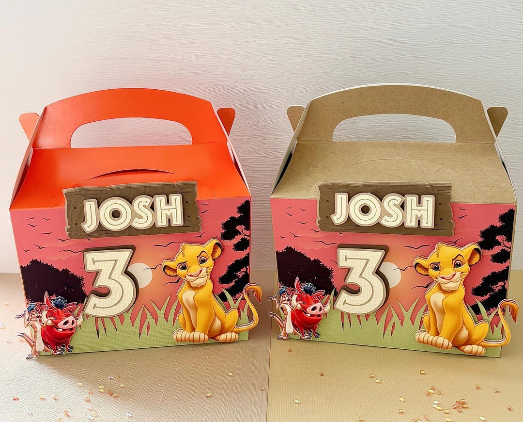 Lion King Party Box, Lion King Favor Box, Lion King Gable Box, Orange ...