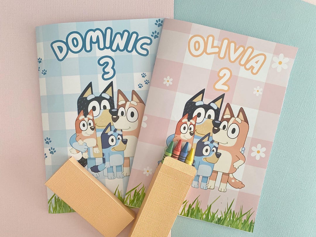 Blue Dog Kids Colouring Book, Blue Activity Book, Personalised Bluey ...