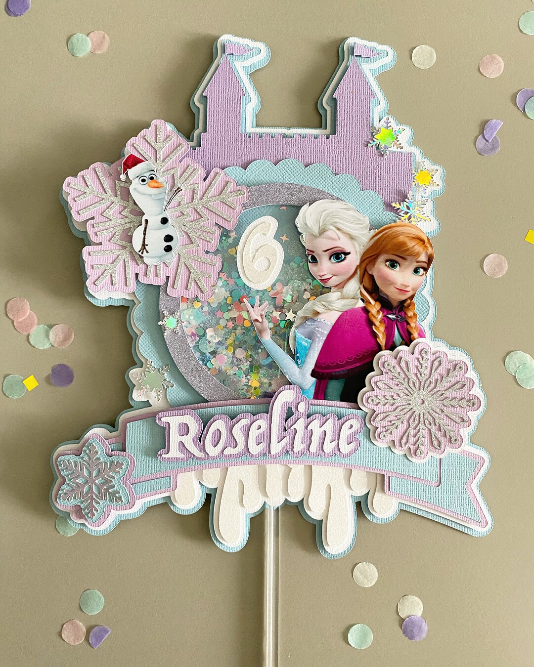 Personalised Princess Pastel Cake Topper Shaker, Customised Princess ...