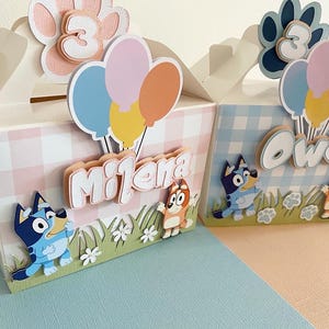 Blue Dog Personalise Party Box, Blue Dog Theme Box, Pink Dog Them Box ...