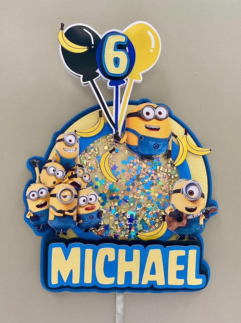 Personalised Minions Cake Topper, Customised Minions Cake Topper, Blue ...