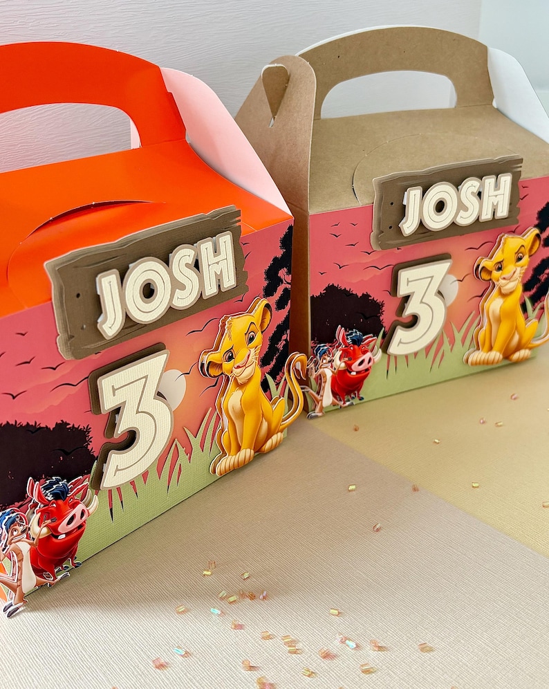 Lion King Party Box, Lion King Favor Box, Lion King Gable Box, Orange ...