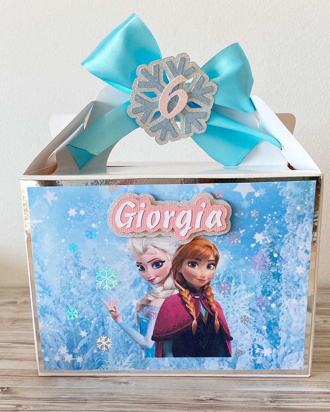 Children’s Frozen Personalise Party Box, Favour Box, Children’s Blue ...