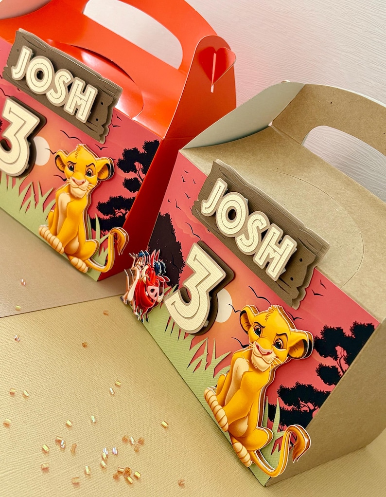Lion King Party Box, Lion King Favor Box, Lion King Gable Box, Orange ...