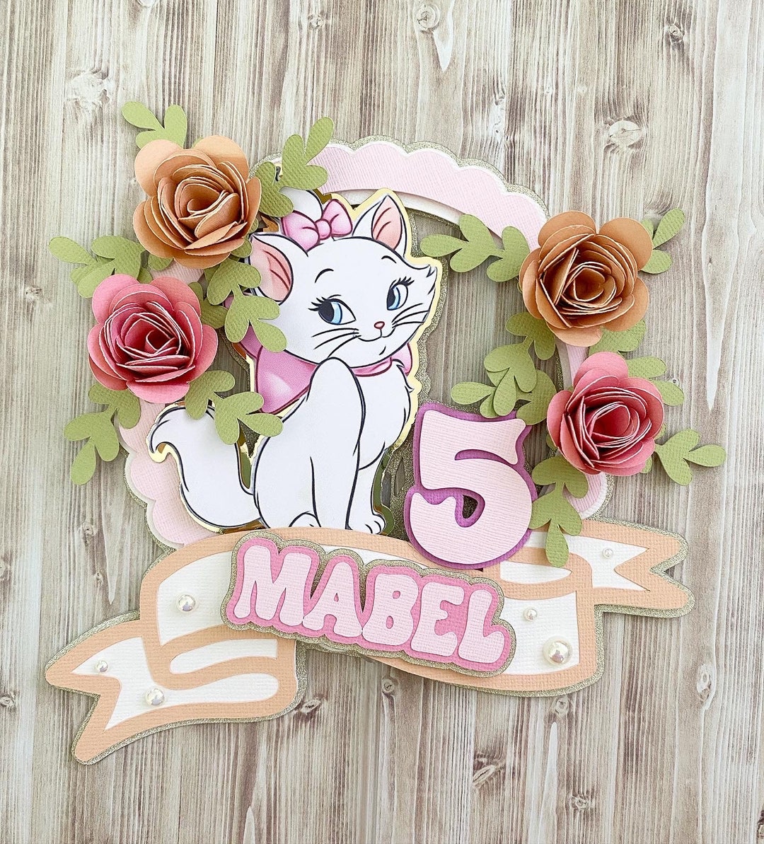 Personalised Aristocats Pastel Cake Topper, Customised Cats Cake Topper ...