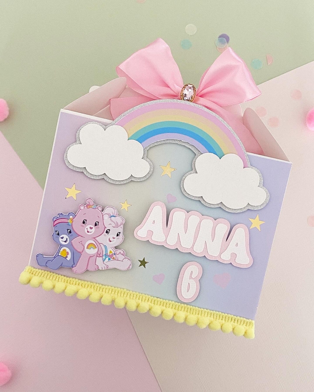 Care Bear Personalise Party Box, Bear Box, Rainbow Favour Box, Rainbow ...