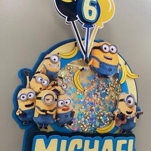 Personalised Minions Cake Topper, Customised Minions Cake Topper, Blue ...