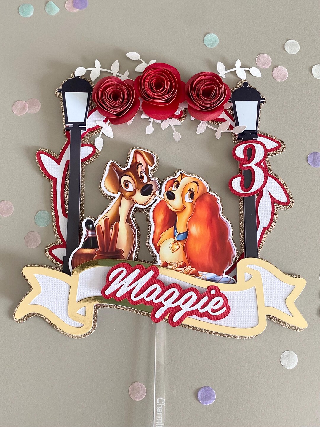 Personalised Lady and the Tramp Cake Topper, Customised Dogs Cake ...