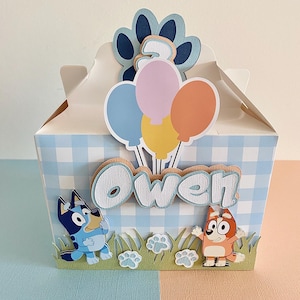 Blue Dog Personalise Party Box, Blue Dog Theme Box, Pink Dog Them Box ...